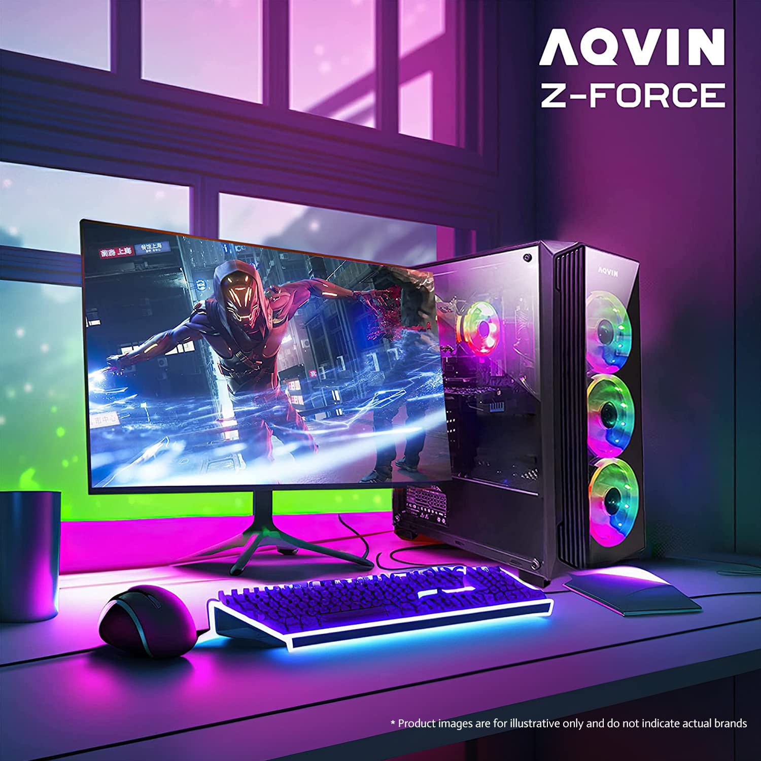 AQVIN Gaming Computer PC Desktop Intel i7 3.40 GHz, GeForce RTX 3060 12GB GDDR6, 32GB RAM DDR4 1TB SSD Storage, RGB Keyboard and Mouse, WiFi Ready Windows 10 Pro -(Renewed)