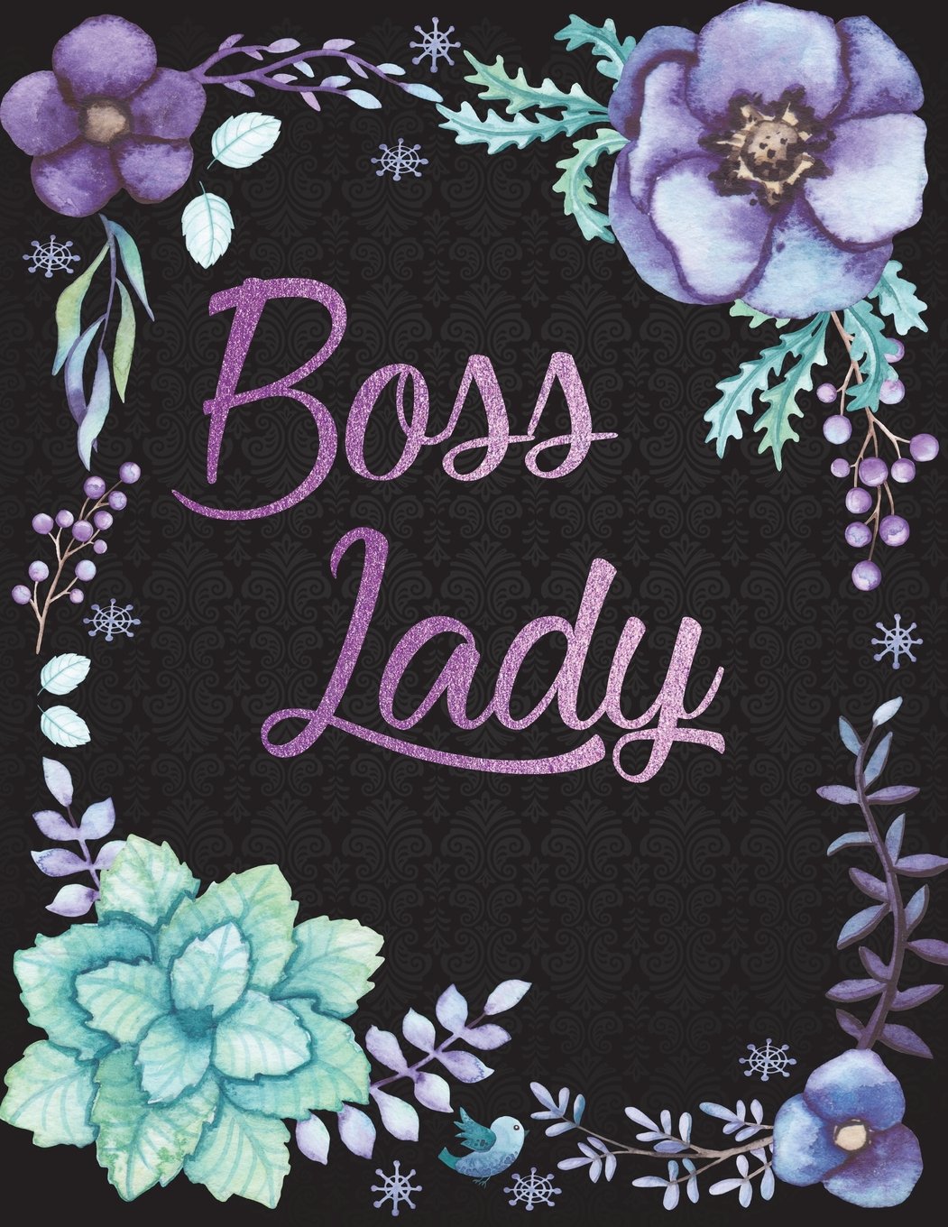 Boss Lady: Purple Gold, Lined Journal (Notebook, Diary) with 110 Inspirational Quotes, XL 8.5x11, Black Soft Cover, Matte Finish, Journal for Women (Journals to Write In)