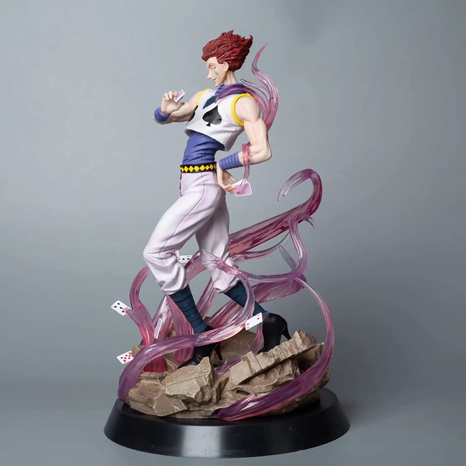 BeyondNice New Hunter×Hunter Hisoka Morow Handmade 32cm/12.6inch Hisoka Statue Anime Collection Figurine Doll Gifts (Replacement Head)