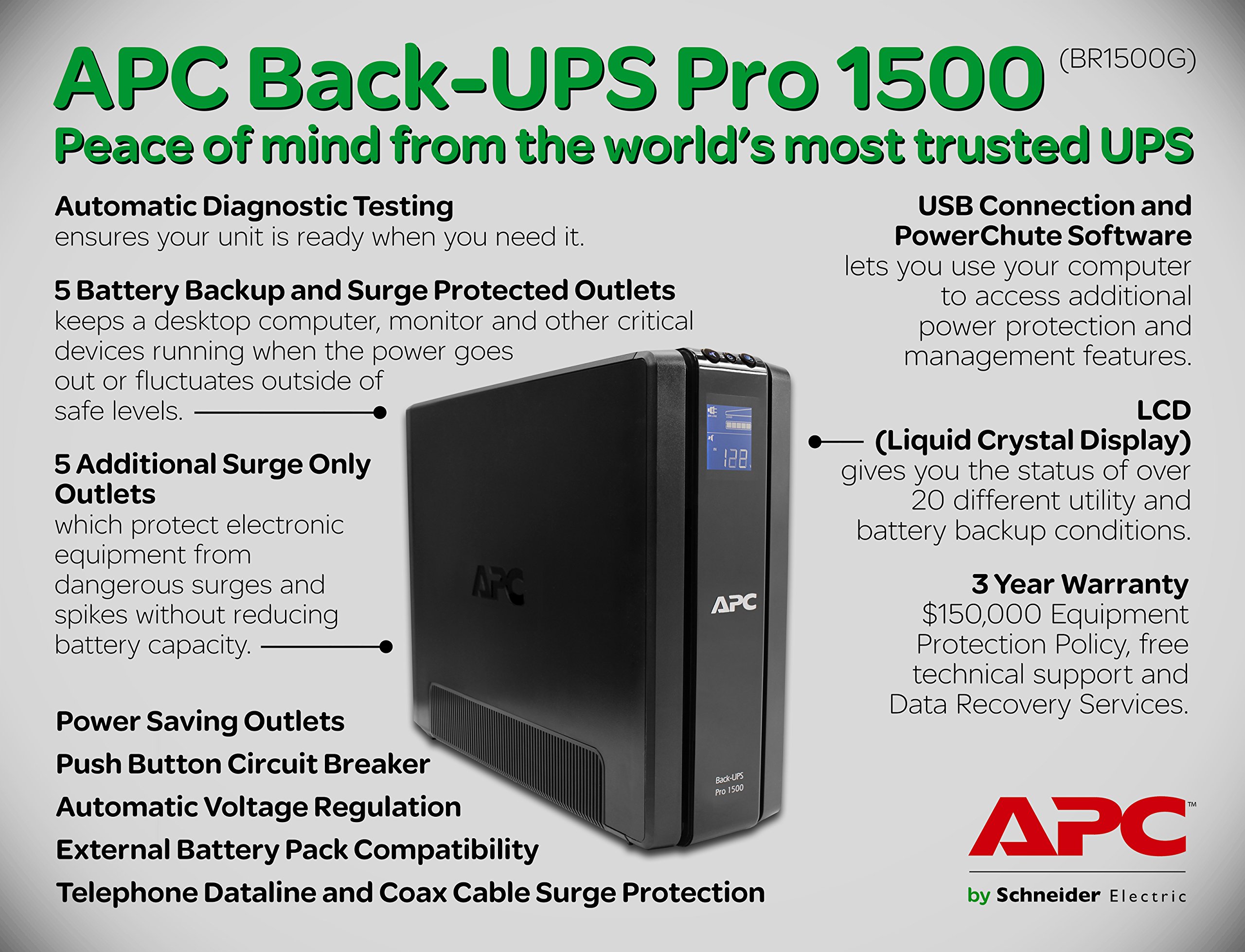 APC 1500VA and 1000VA Battery Backup Surge Protectors | Power Supply Bundle