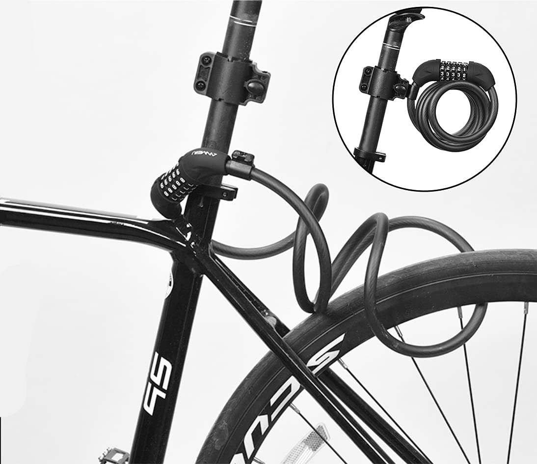 Bike Lock Cable Bike Locks with Combination Bicycle Lock 5ft(1.5m) Long Anti-Theft Resettable Bicycles Electric Bicycles Baby Strollers Kayaks Gate