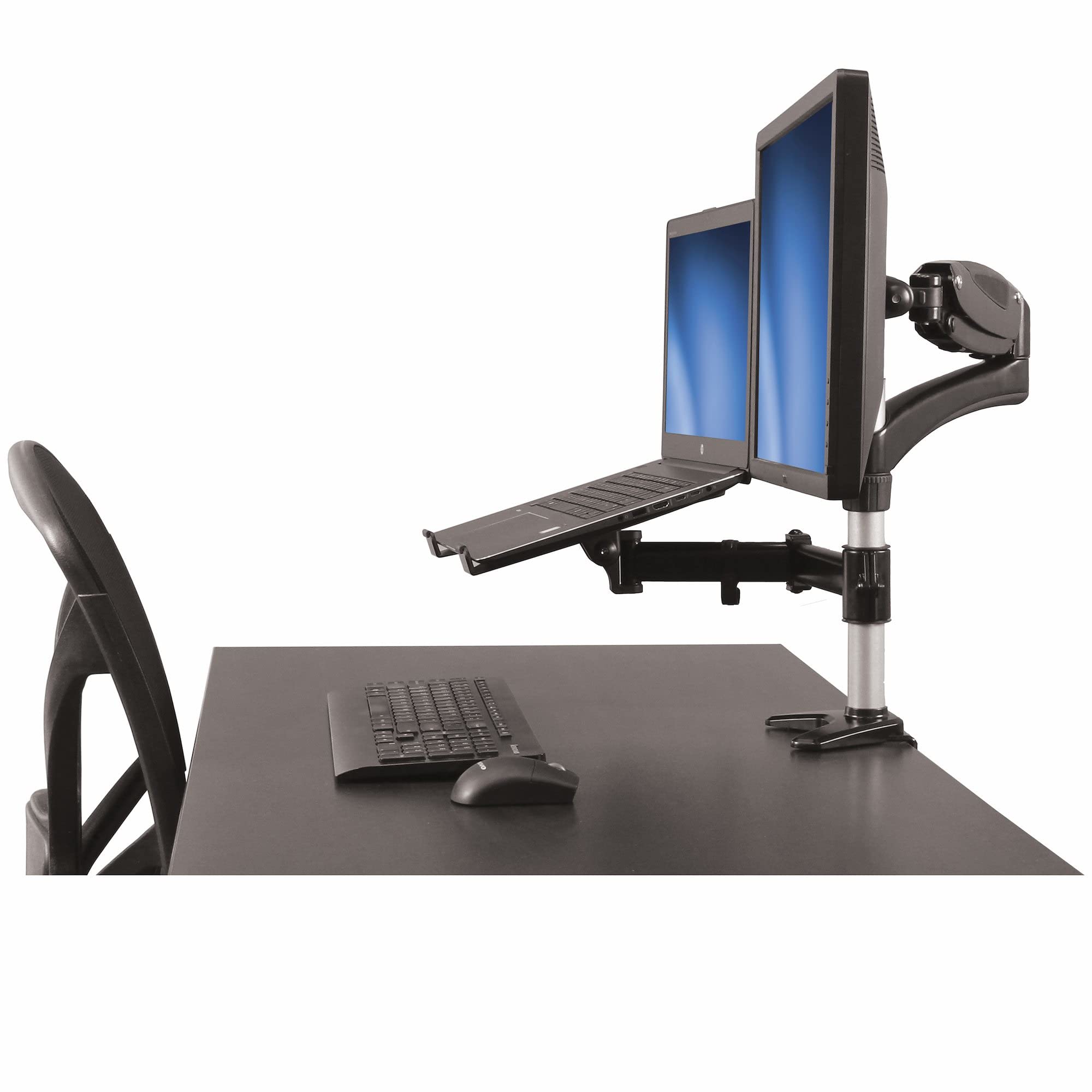 StarTech.com Laptop Monitor Stand - Computer Monitor Stand - Full Motion Articulating - VESA Mount Monitor Desk Mount (ARMUNONB)