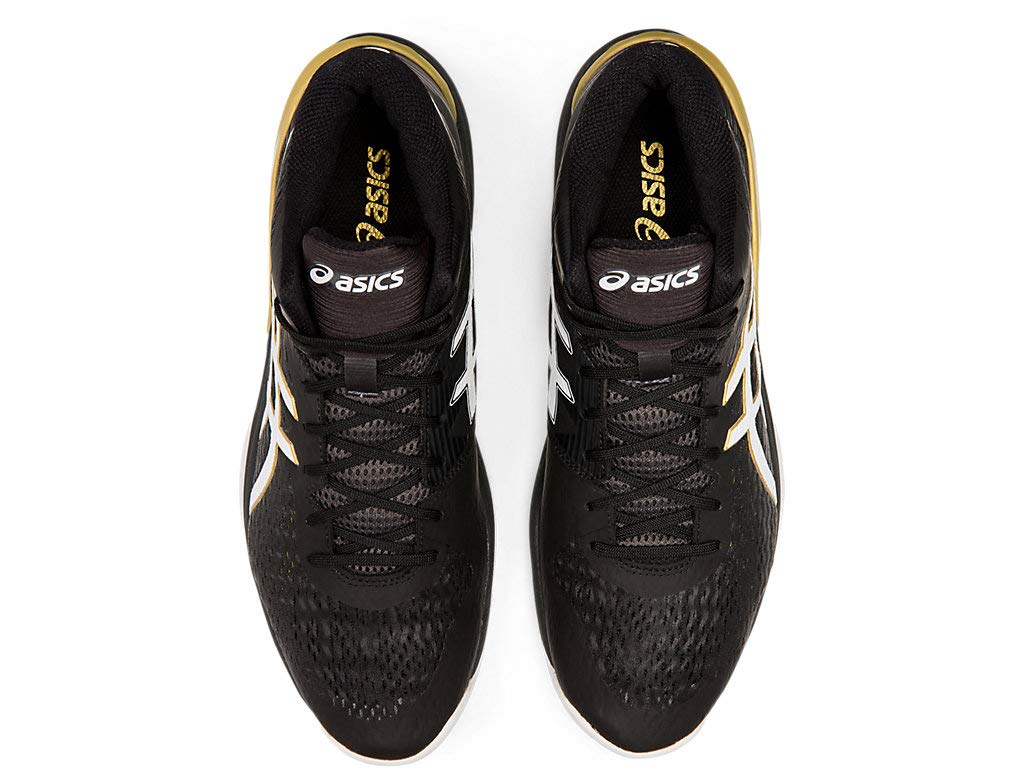 ASICS Men's Sky Elite FlyteFoam Mid Top Court Shoes, 7.5, BLACK/WHITE