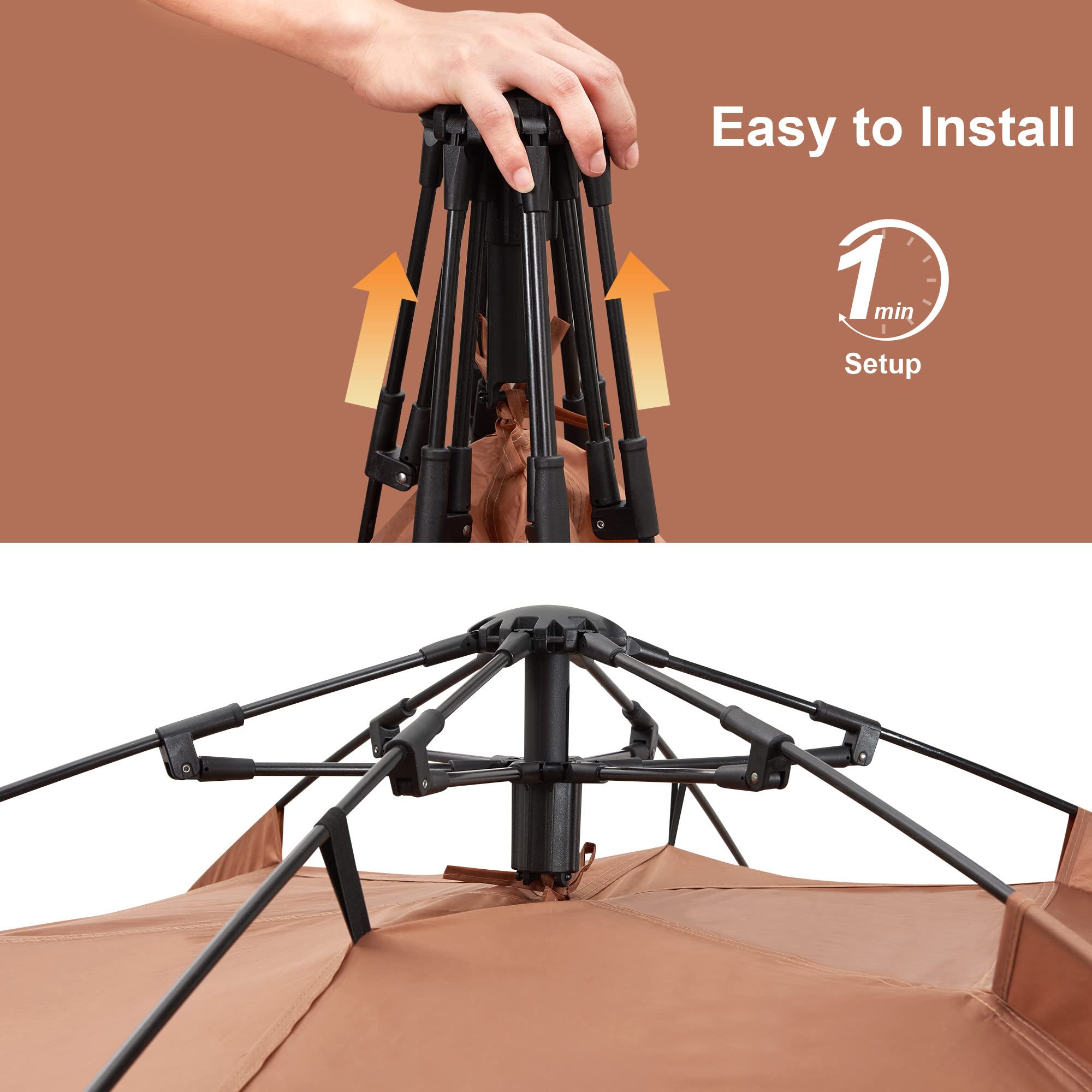 BEZESD Pop Up Tents for Camping, 2-4 pepole Automatic Instant Camping Tents Double-Layer Waterproof Sun Shelter Portable Tent with Carrying Bag for Camping Hiking Mountaineering