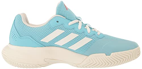 adidas Women's Game Court 2 Sneaker, Light Aqua/Off White/Bright Red, 8.5