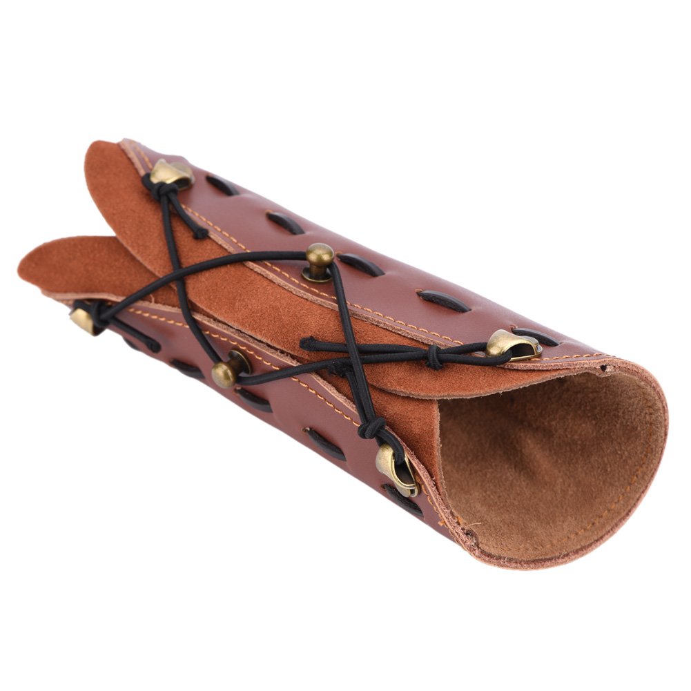 Archery Arm Guards, Adjustable Leather Arm Guard Bow Hand Shooting Glove Suede Archery Armband Forearm Guard Arm Guards Protection for Target Hunting Shooting Bow