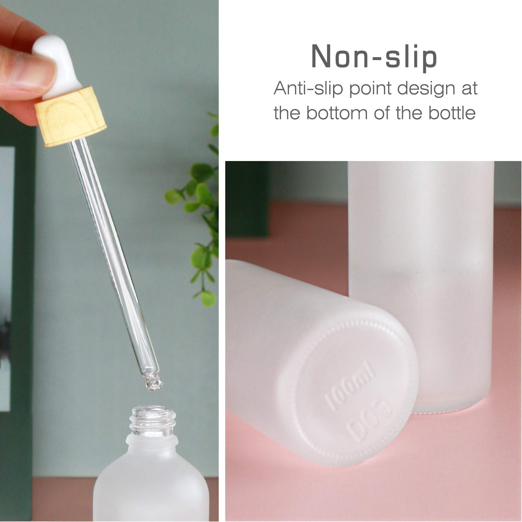 AMMAX Gemice 4 Pack Frosted Glass Dropper Bottles, Essential Oil Bottles With Eye Dropper Lids Perfume Sample Vials Essence Liquid Cosmetic Containers