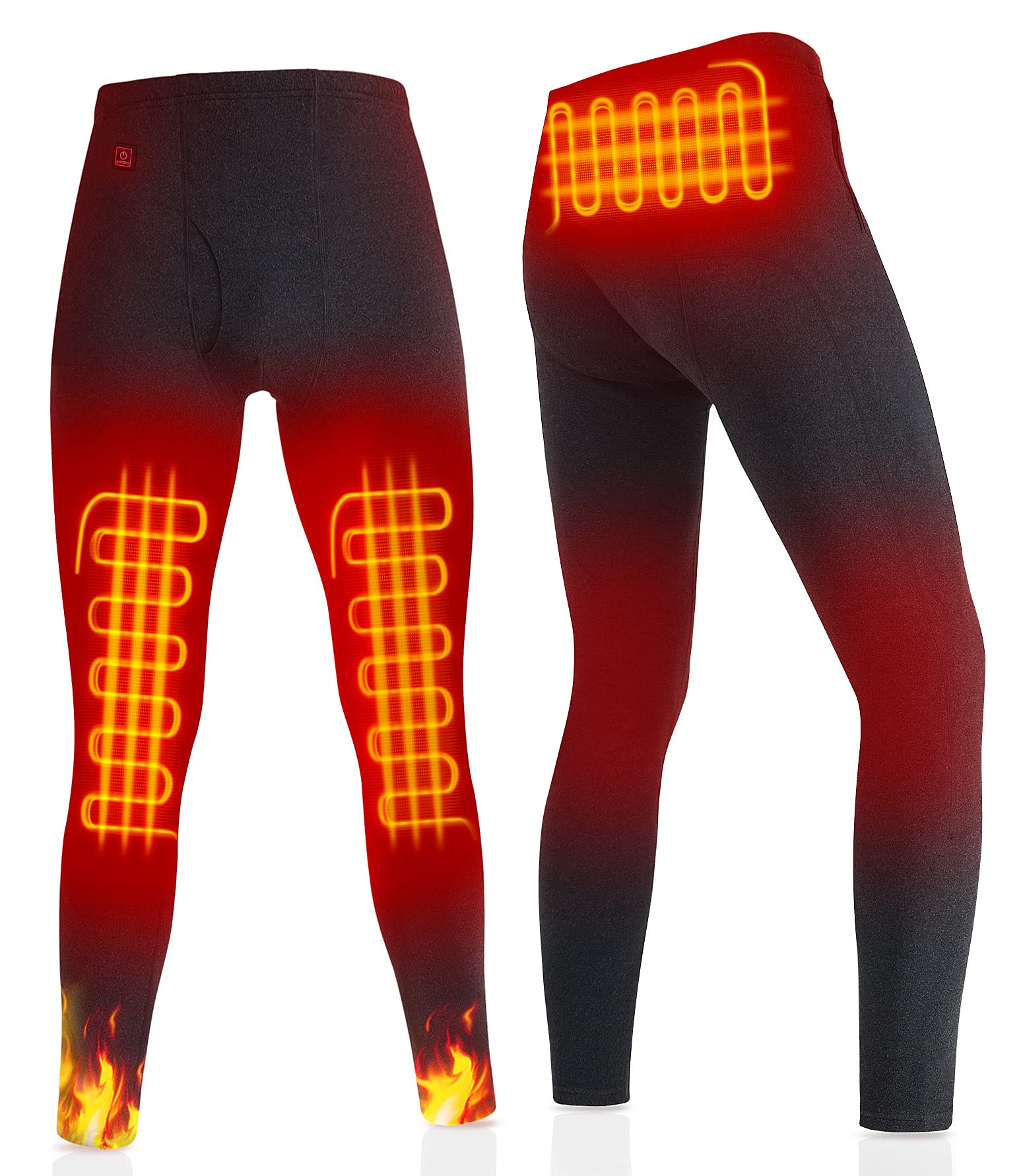 AnPond Electric Heated Pants for Mens with10000mAh Battery Pack;Winter Men's Thermal Plus Heated Underwear;3-Level Adjustment(L)