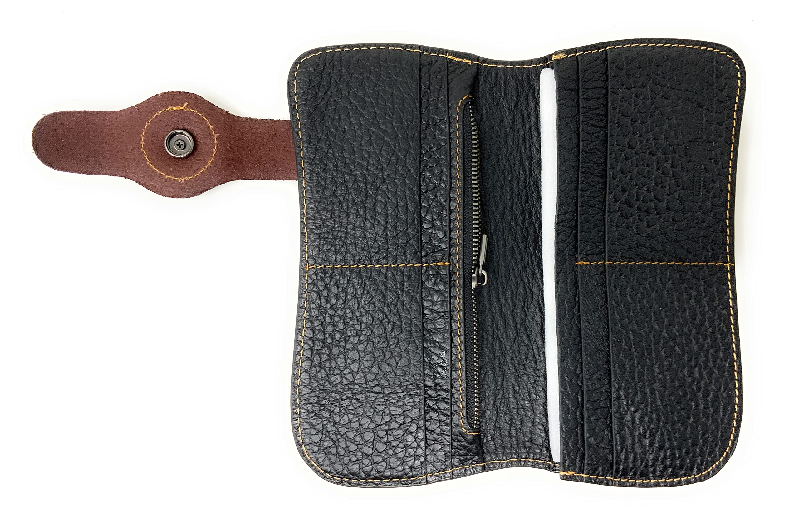 Large Concho and Print Flora Genuine Leather Women's Trifold Wallet/Cellphone Case with Exrta Wrist in 3 colors (Brown)