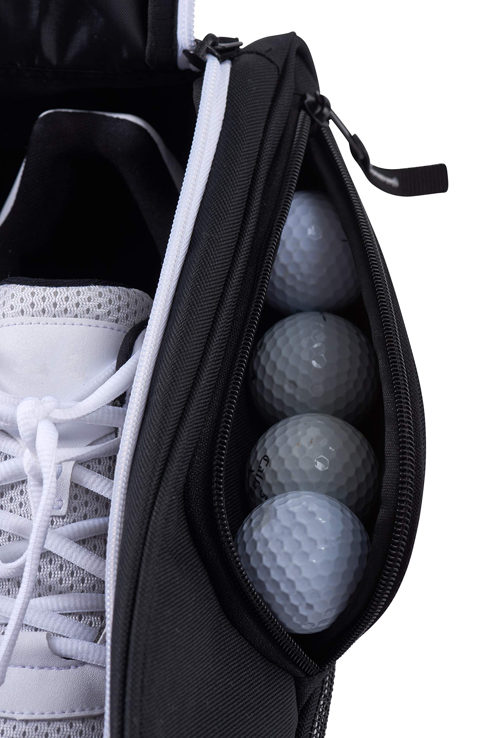 Athletico Golf Shoe Bag - Zippered Shoe Carrier Bags With Ventilation & Outside Pocket for Socks, Tees, etc. Perfect Storage (Black)