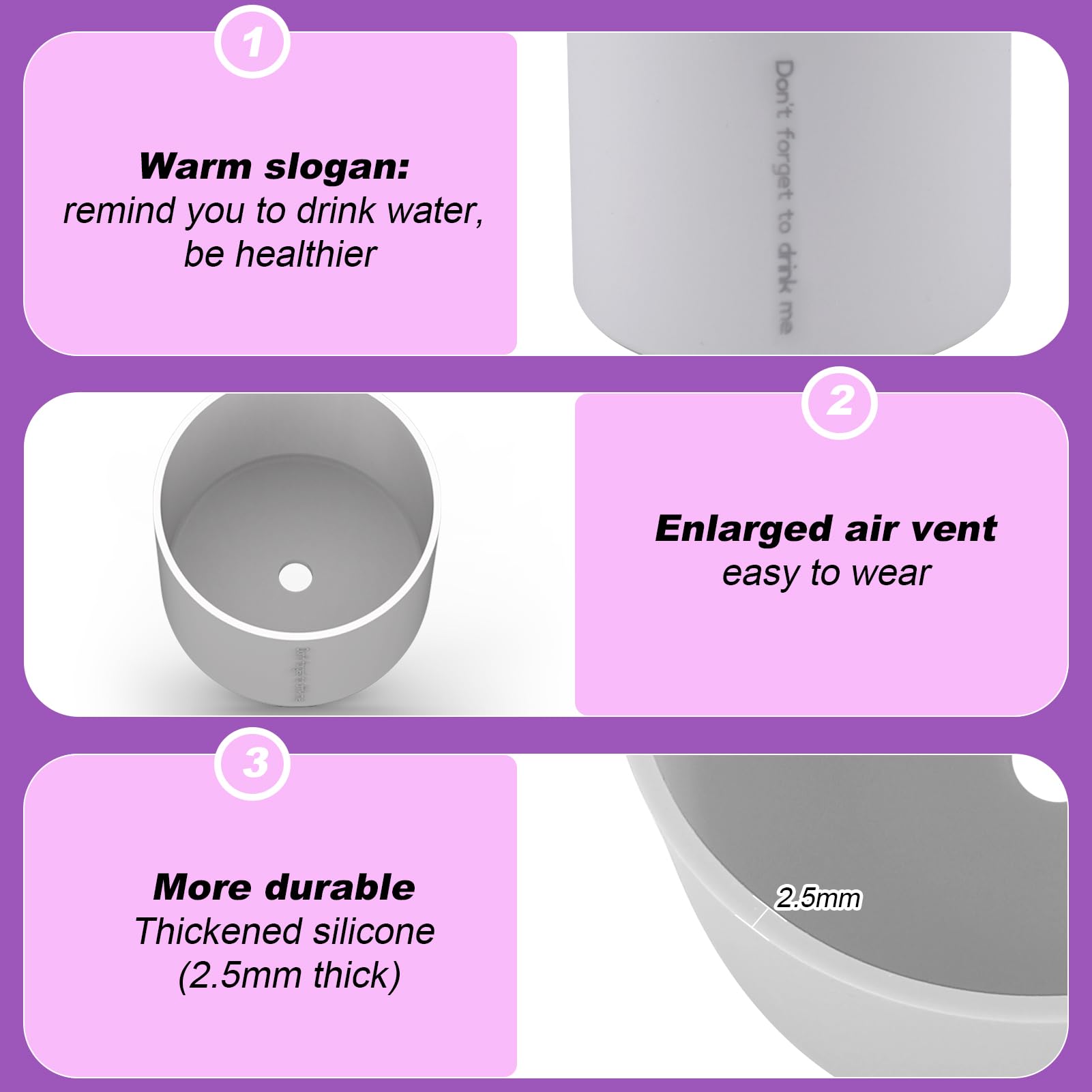 AIERSA 2Pcs Silicone Boot Sleeves Suitable for Owala FreeSip, Twist, Flip 24 oz Water Bottles, Anti-Slip Bottom Bumper Protector, Grey