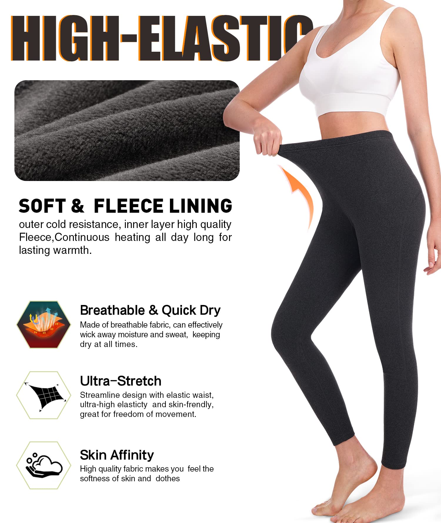 AnPond Heated Pants for Women;Women's Heated Long Johns with 10000mAh Battery;USB Power Supply;3-Level Temperature Control Dark Gray