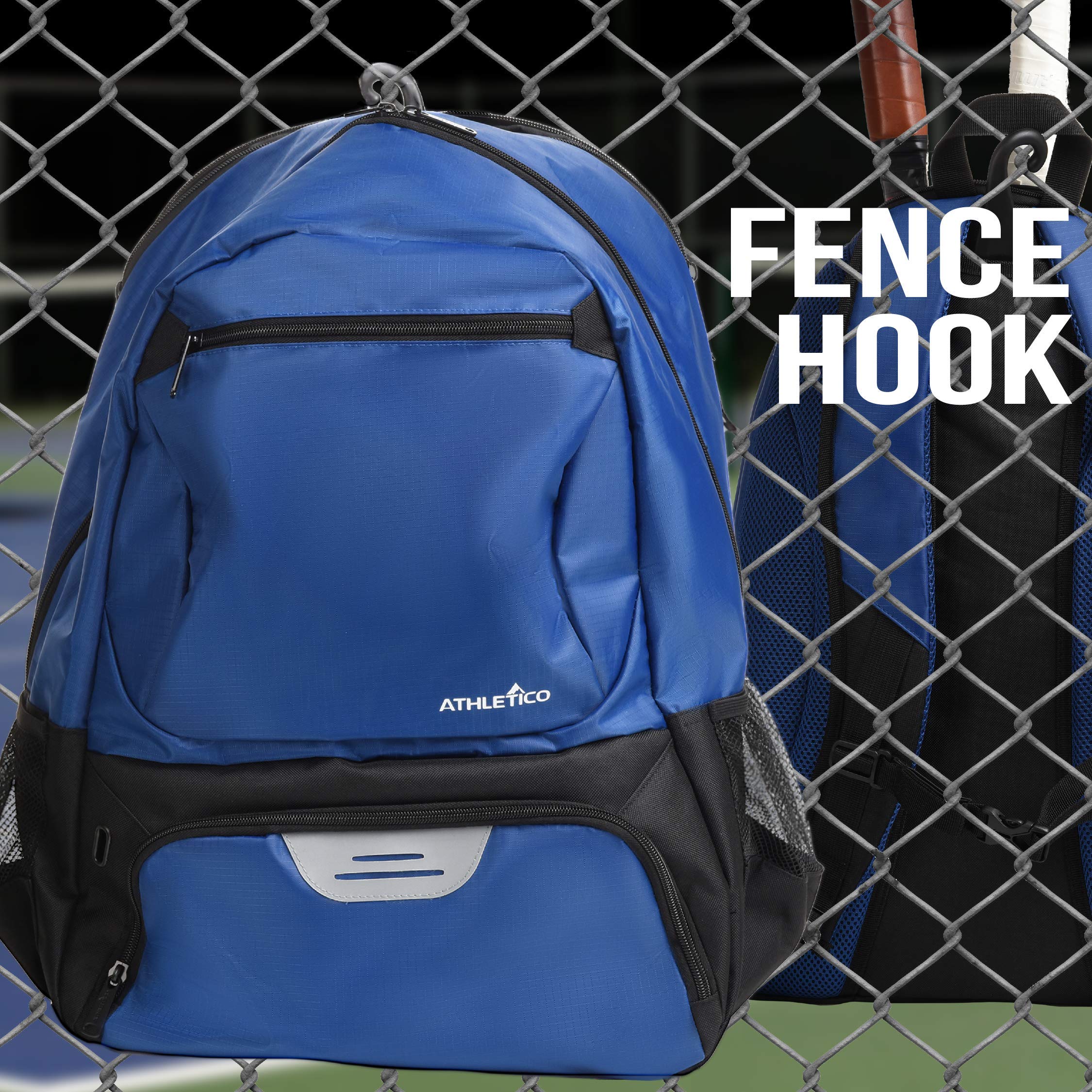 Athletico Premier Tennis Backpack - Tennis Bag Holds 2 Rackets in Padded Compartment | Separate Ventilated Shoe Compartment | Tennis Bags for Men or Women (Black)