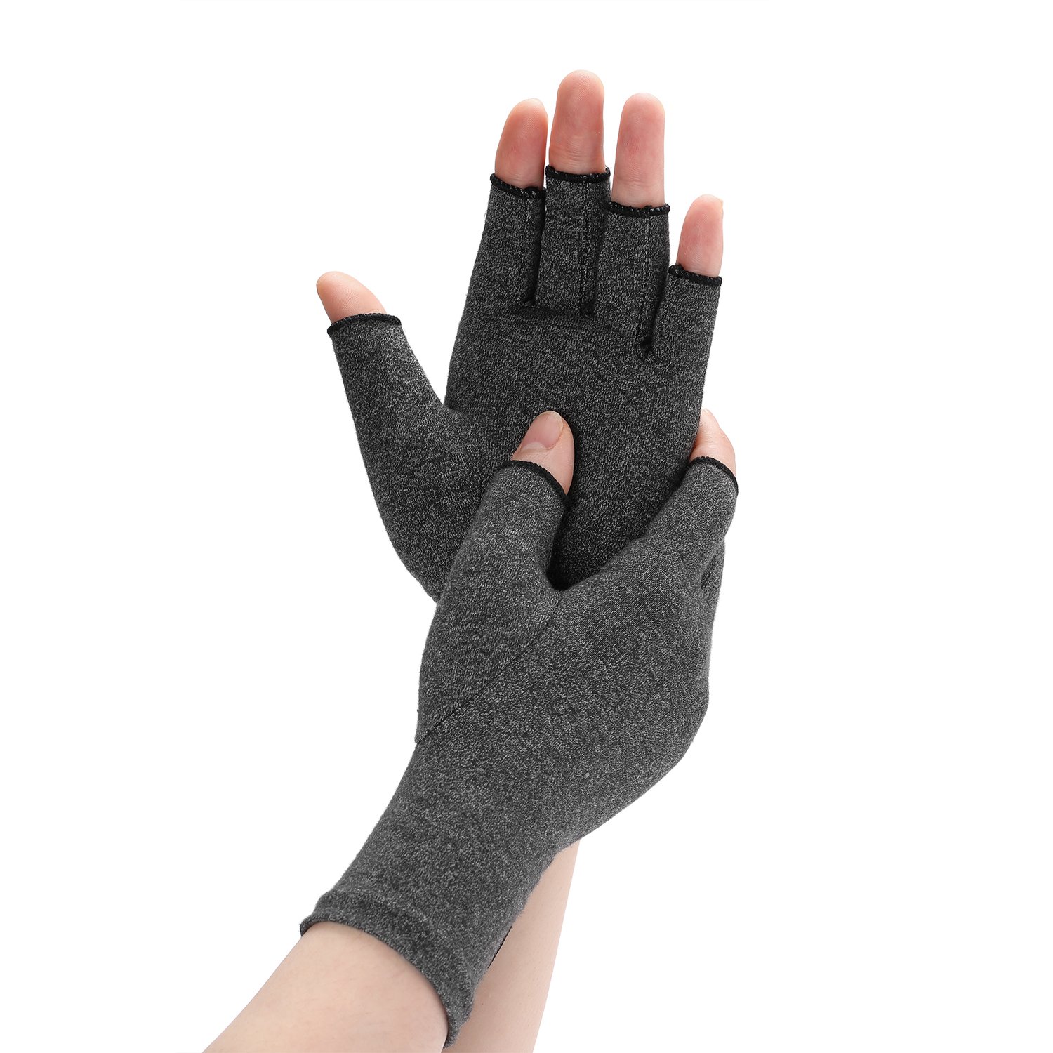 Arthritis Compression Gloves Relieve Pain from Rheumatoid, RSI, Carpal Tunnel, Rheumatiod, Tendonitis, Hand Gloves Fingerless for Dailywork - Open Finger (Black, M)