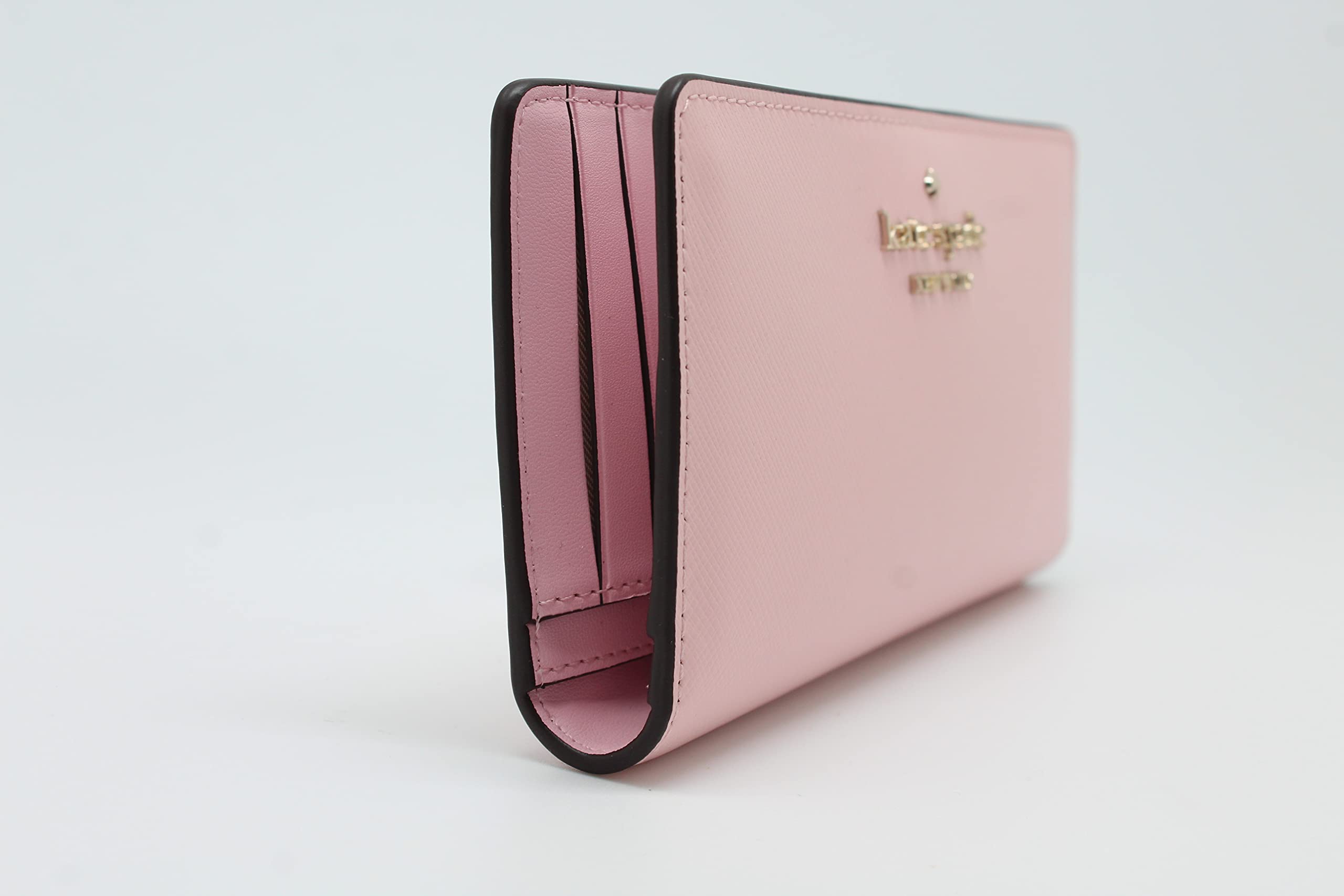 Kate Spade New York Staci Saffiano Leather Large Slim Bifold Wallet Light Crepe