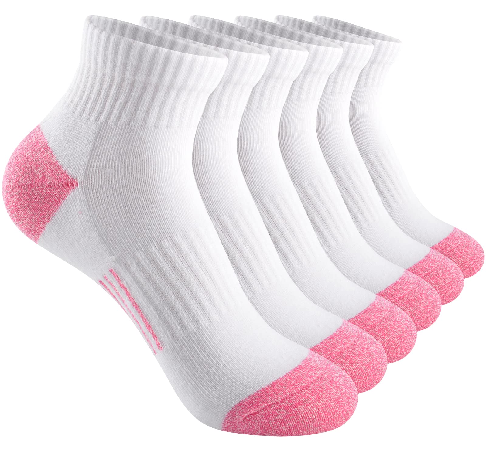 ALRRISE Women's Combed Cotton Ankle Socks, Cushioned Athletic Hiking Work Casual Socks White-color outfit 6-Pack