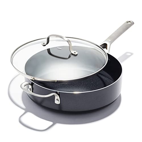 OXO Agility Series 5QT Saute Pan with Lid, Ceramic Nonstick Cookware PFAS-Free, Induction Suitable, Quick Even Heating, Stainless Steel Handles, Chip-Free Rims, Dishwasher and Oven Safe, Black