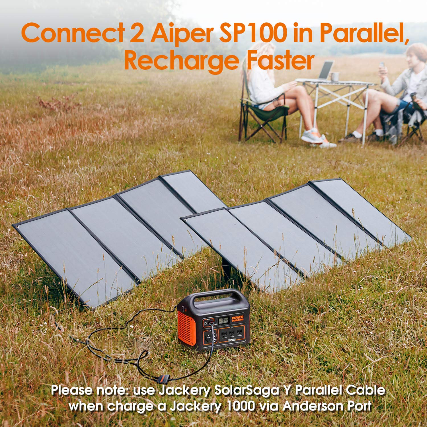 AIPER Foldable Solar Panel 100W with Voltmeter for RV Camping, Portable Solar Panel with 18V DC Output & USB Ports Zipper Pouch Kickstands Parallel Cable for Jackery/Rockpals/Other Power Station