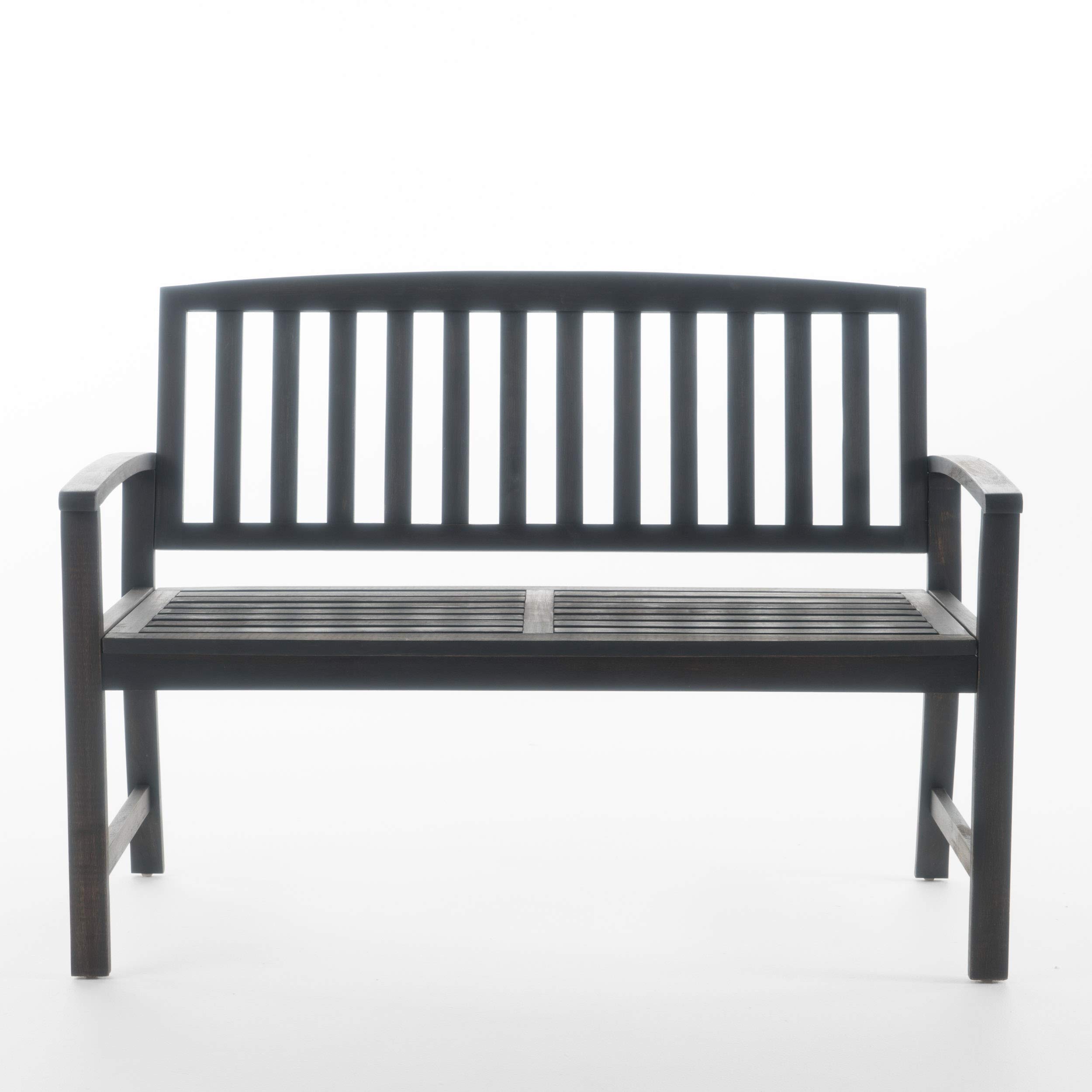Christopher Knight Home Loja Outdoor Acacia Wood Bench, Dark Grey Finish