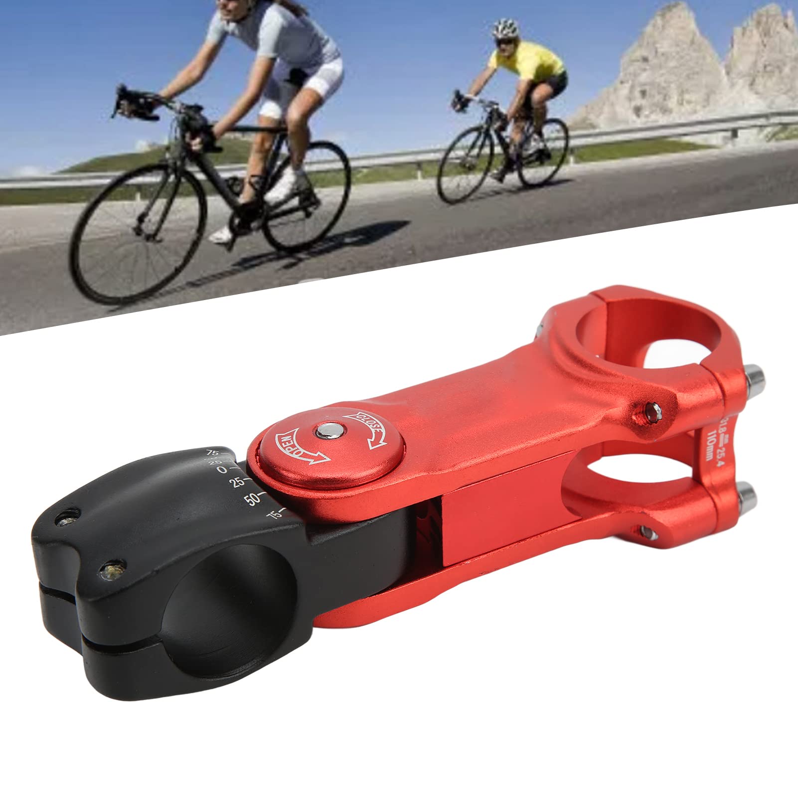 Bike Stem, Comfortable Riding Heavy Duty Reduce Pressure Adjustable Handlebar Extender Aluminum for Road Bike(31.8 * 110)