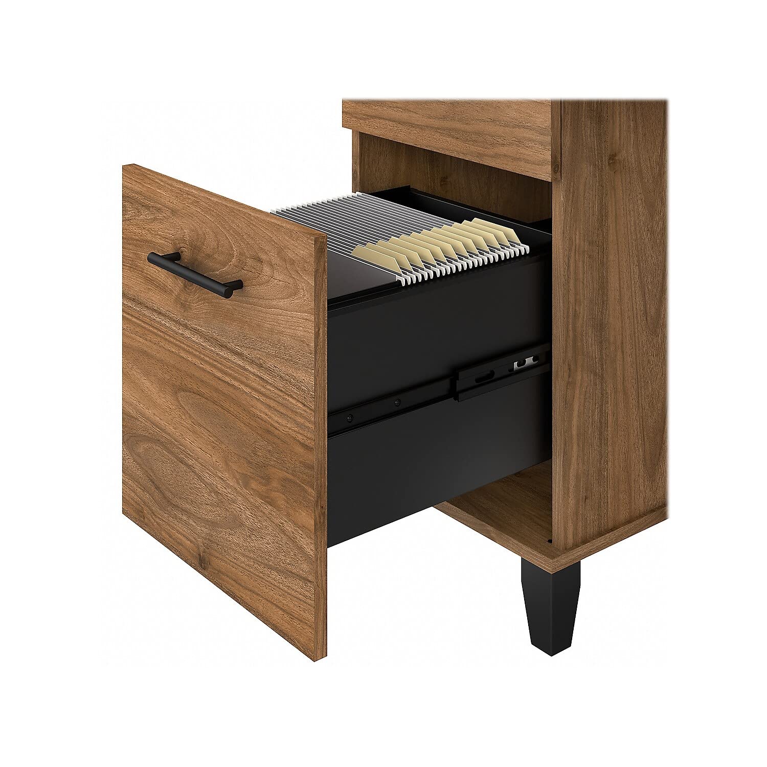 Bush Furniture Somerset 3 Position Sit to Stand L Shaped Desk with Hutch | Wide Office Computer/Laptop Desk with Storage Shelves & Drawers | Study Table and Work Desk in Fresh Walnut