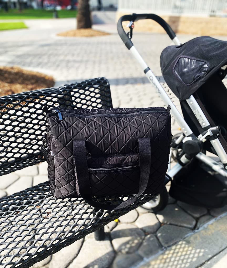 bub. Duffle Diaper Tote Bag with Changing Pad, Large Travel Diaper Tote for Mom and Dad, Multifunction, Unisex Baby Bag (Black)