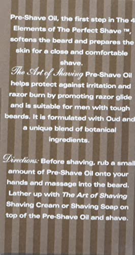 The Art of Shaving Pre Shave Beard Oil for Men, Protects Against Irritation and Razor Burn, Clinically Tested for Sensitive Skin, Oud, Woody, 2 Fl Oz