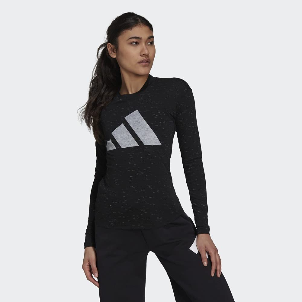 adidas Women's Sportswear Winners 2.0 Long Sleeve, Black Melange, Large