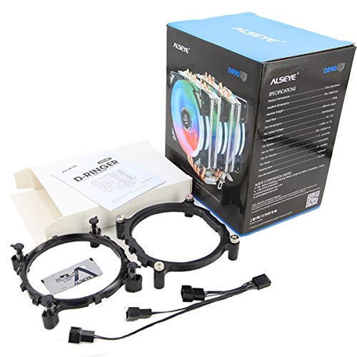 ALSEYE CPU Cooler, 90mm RGB CPU Fan 6 Heatpipes CPU Air Cooler 4 Pin Computer CPU Cooling Fan Radiator for Intel & AMD Motherboard CPU Cooling Easy Installation
