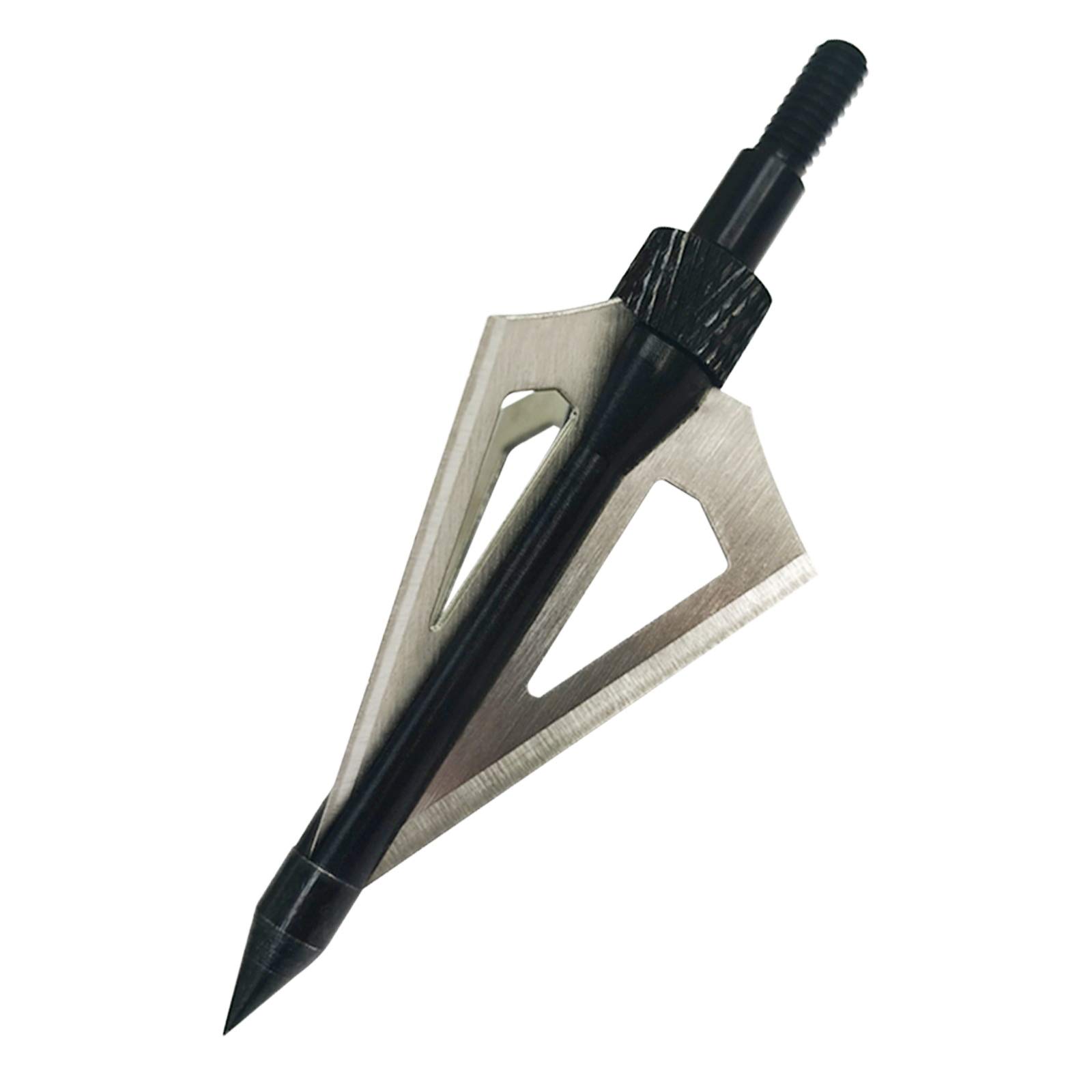 Archery Broadheads Hunting 3 Blade Archery Arrowhead 100 Gerling Threaded Spiral Head 6PCS (Black)