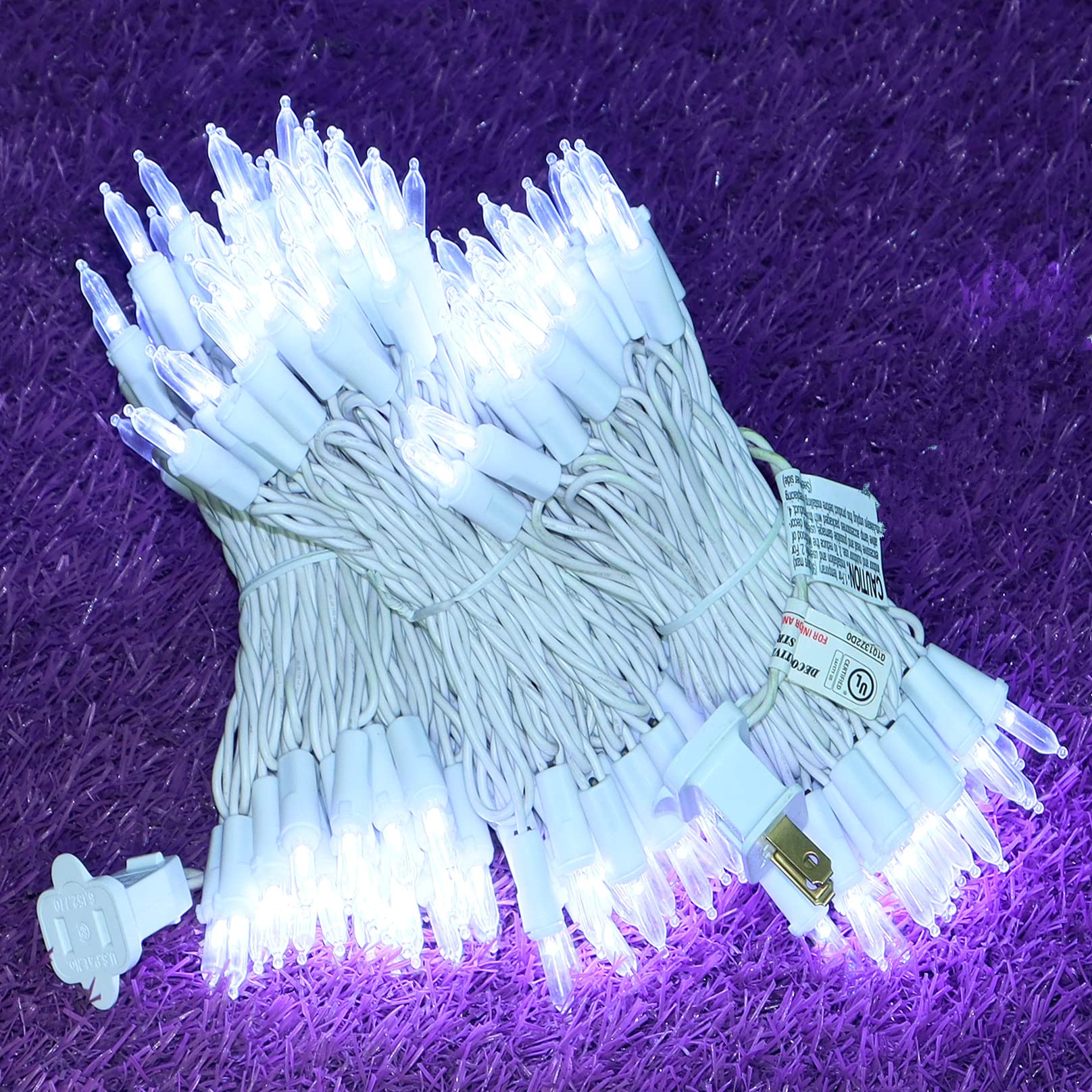 LUCKY SHINE 150 LED Cool White Christmas Lights, UL 50 FT White Wire Decorative Lighting String, for Indoor and Outdoor Party, Garden, Patio.