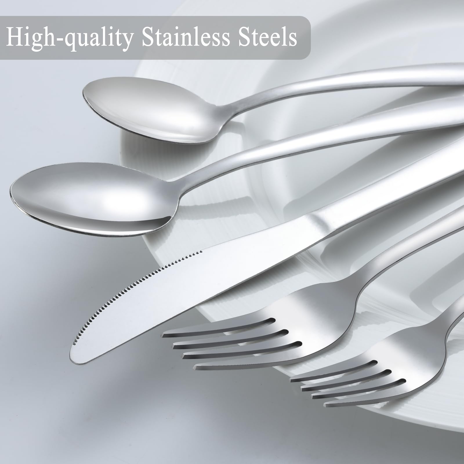 APEO 40 Piece Stainless Steel Silverware Set for 8, Premium Polished Flatware Sets, Forks Spoons and Knives Set, Food-Grade Cutlery Set for Home Kitchen Restaurant Hotel, Dishwasher Safe Utensils Set
