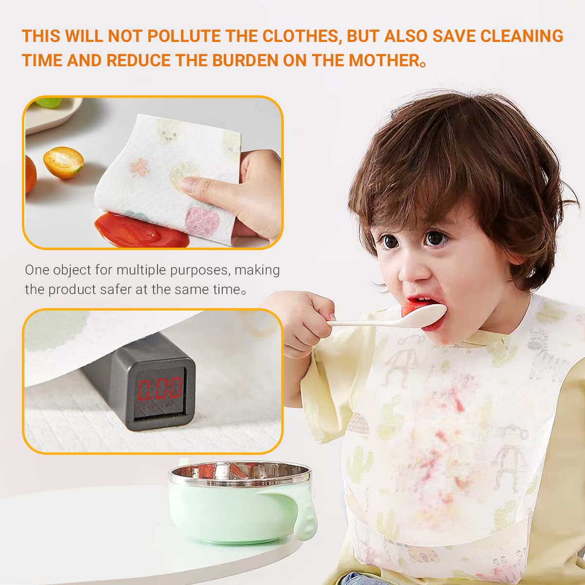 AiQiaoXin Baby Disposable Bibs - Soft, Leak Proof and Convenient, Disposable Bibs Suitable for baby, Feeding, Traveling(10PCS (10 PCS Owl pattern)