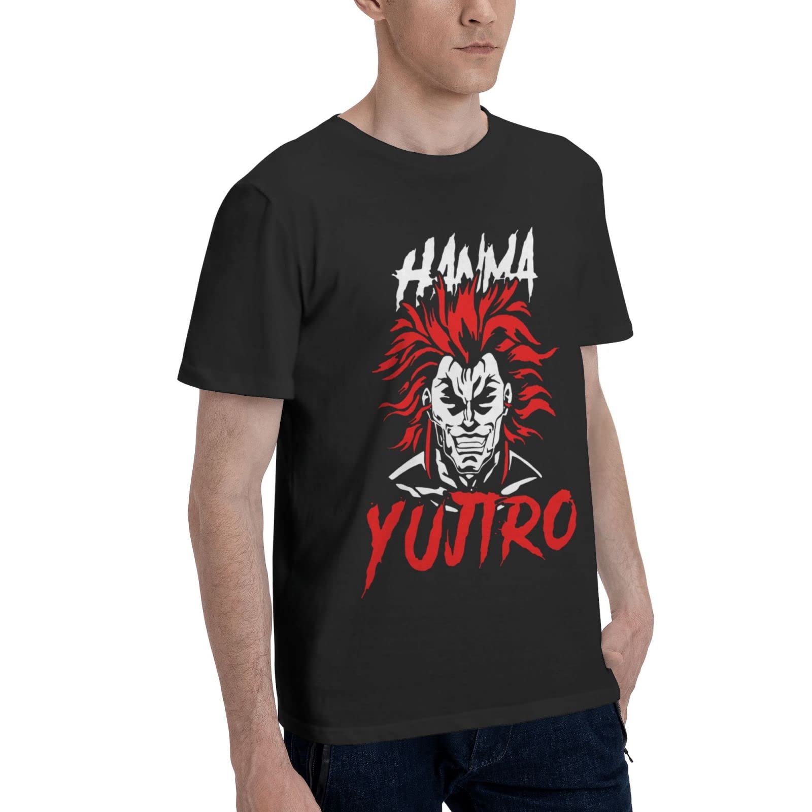 Anime Baki The Grappler Yujiro Hanma T Shirt Man's Summer Cotton Tee Comfort O-Neck Short Sleeve Clothes Black