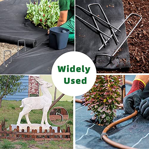 BEBEKULA 100 Pack 6 Inch Garden Stakes, Galvanized Landscape Staples for Weed Barrier Fabric, Heavy Duty Sod Pins Securing Pegs Netting Ground Sheets and Fleece, Ground Cover, Irrigation Tubing