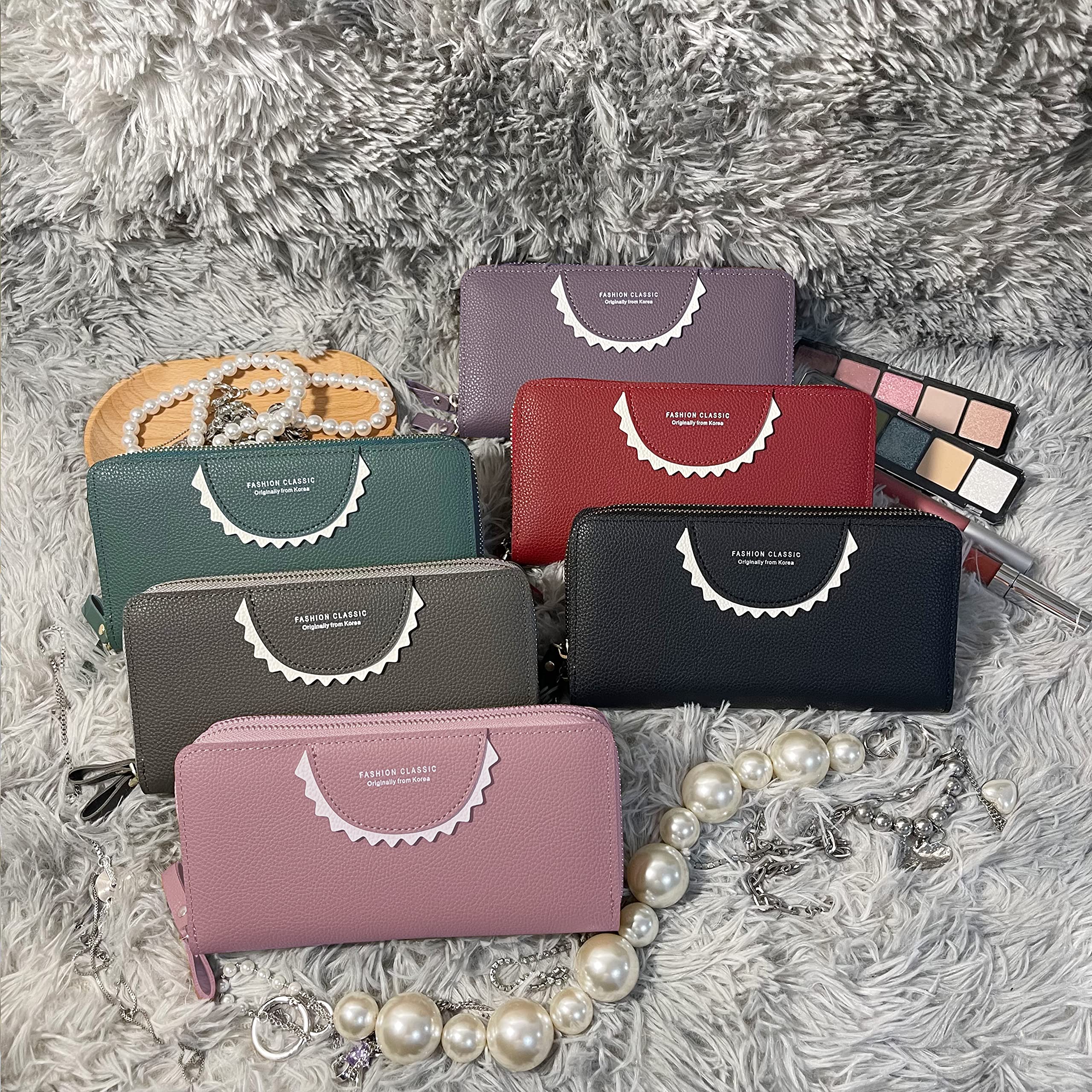 LCLWIN Lifecool RFID Wallets for Women PU Leather Blocking Zip Phone Case