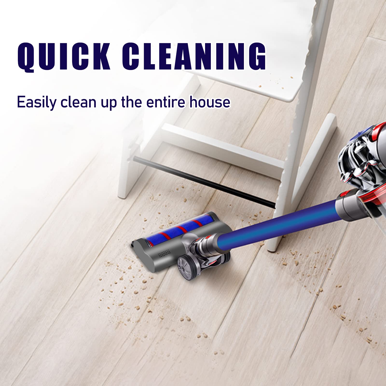 ALSTON Soft Roller Cleaner Head Hardwood Floor Brush Attachment Compatible Motorhead Replacement for Dyson V7 V8 V10 V11 V15 Vacuum Cleaner with LED Headlight