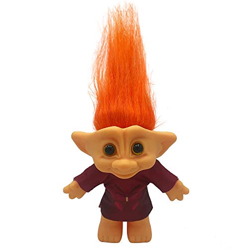 Lucky Troll Dolls,Vintage Troll Dolls,Christmas Dolls Chromatic Adorable for Collections, School Project, Arts and Crafts, Party Favors- 7.5" Tall(Include The Length of Hair (Orange)