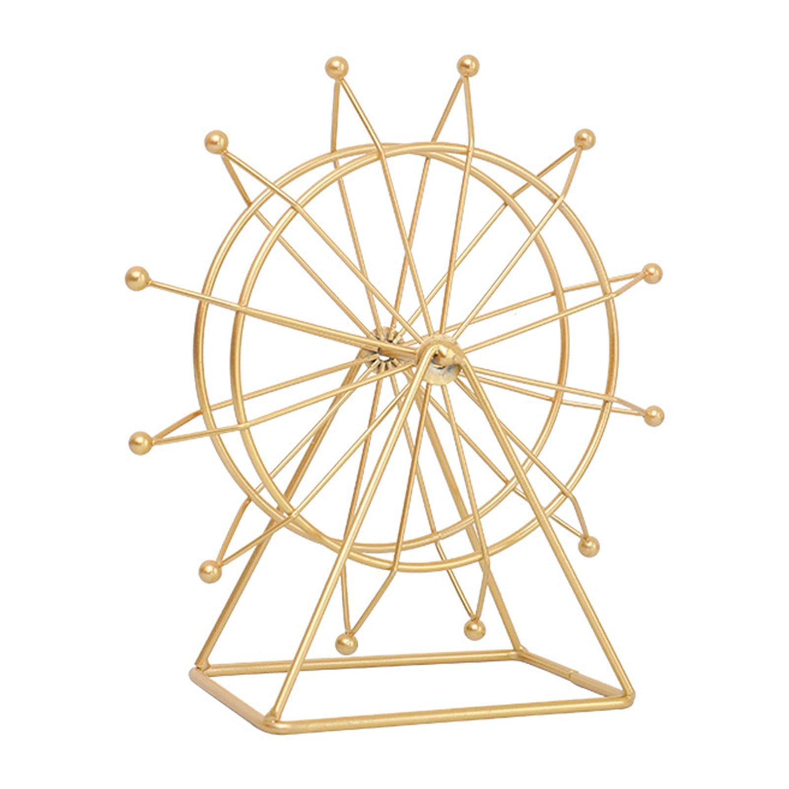 Faddare Modern Ferris Wheel Ornament Tabletop Small Figurines Metal Art Home Decor Living Room Bookshelf Decorations Object(Gold Square Base)