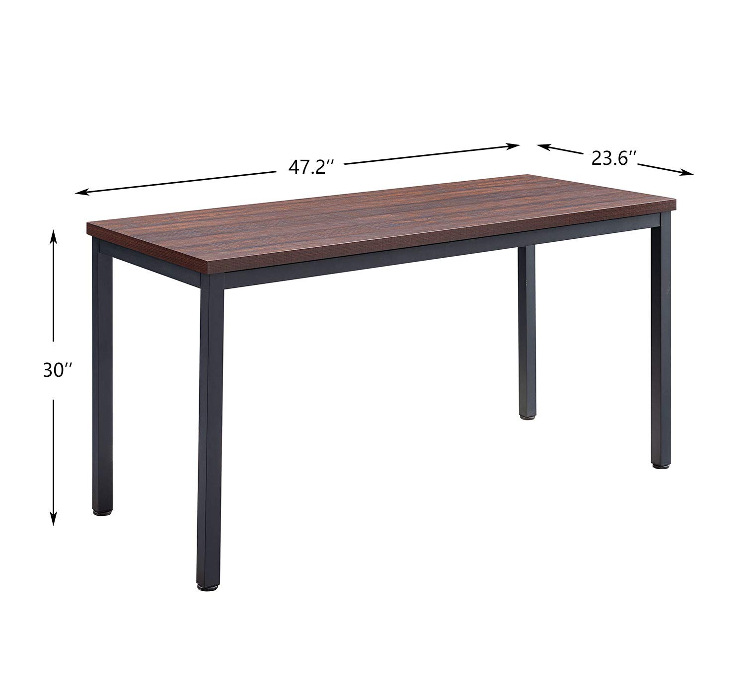 Amoak 47” Simple Computer Desk, PC Laptop Study Table for Home Office, Industrial Style Writing Study Table for Living or Dining Room,0.7in (1.8cm Thickened Desktop, Espresso