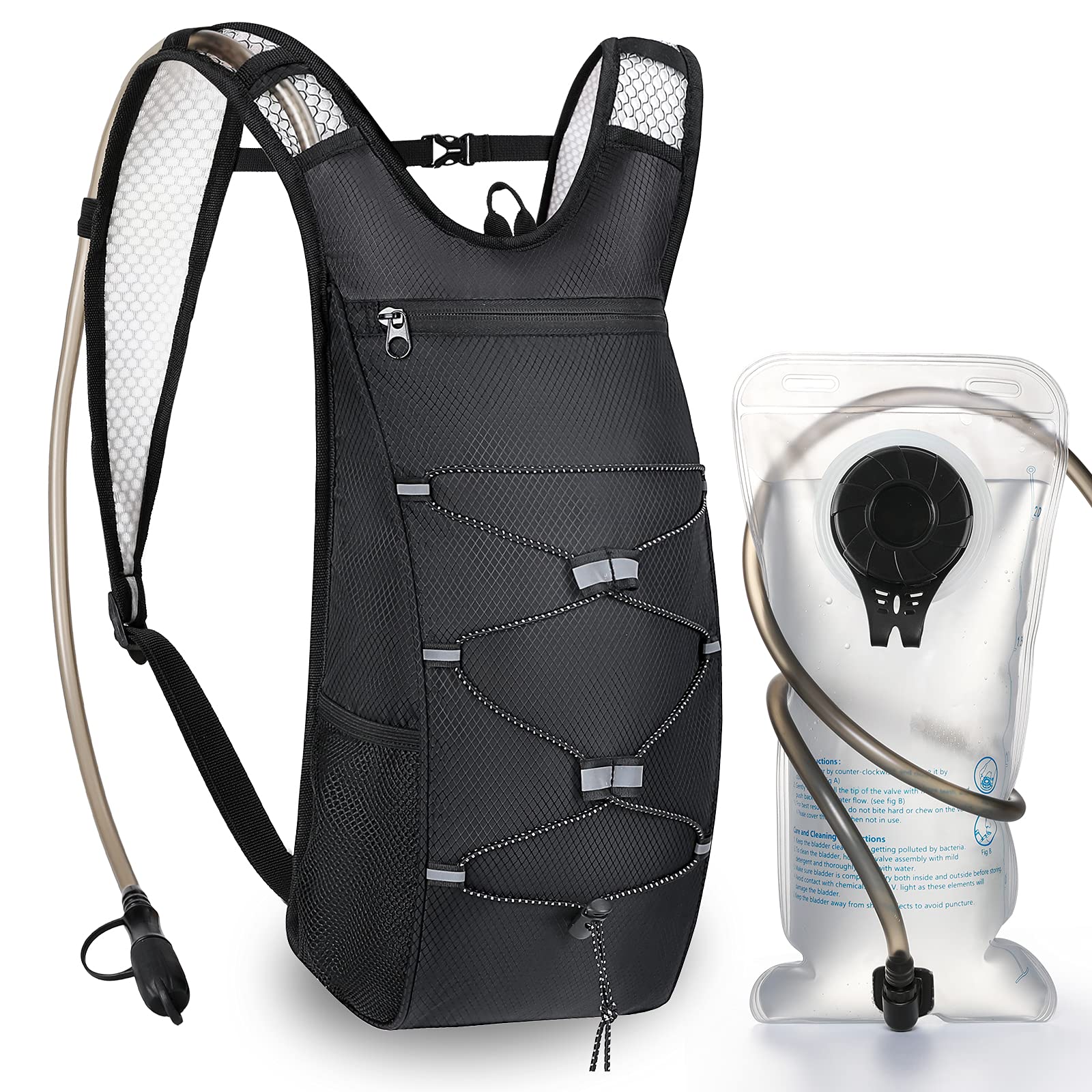 ArgoHome 1Pack Hydration Backpack with 2l Water Bladders Small Hiking Backpack for Women Men Kids Waterproof Lightweight Water Backpack for Hiking Running Cycling Climbing Camping Mountain Bike