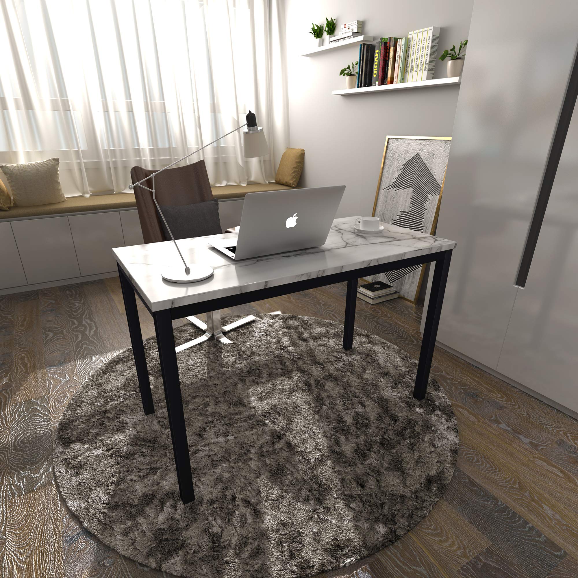 AWEHIRU Tilly Lin Faux Marble Writing Desk Computer Desk, Home Office Table, Sturdy and Elegant, 47.2" W