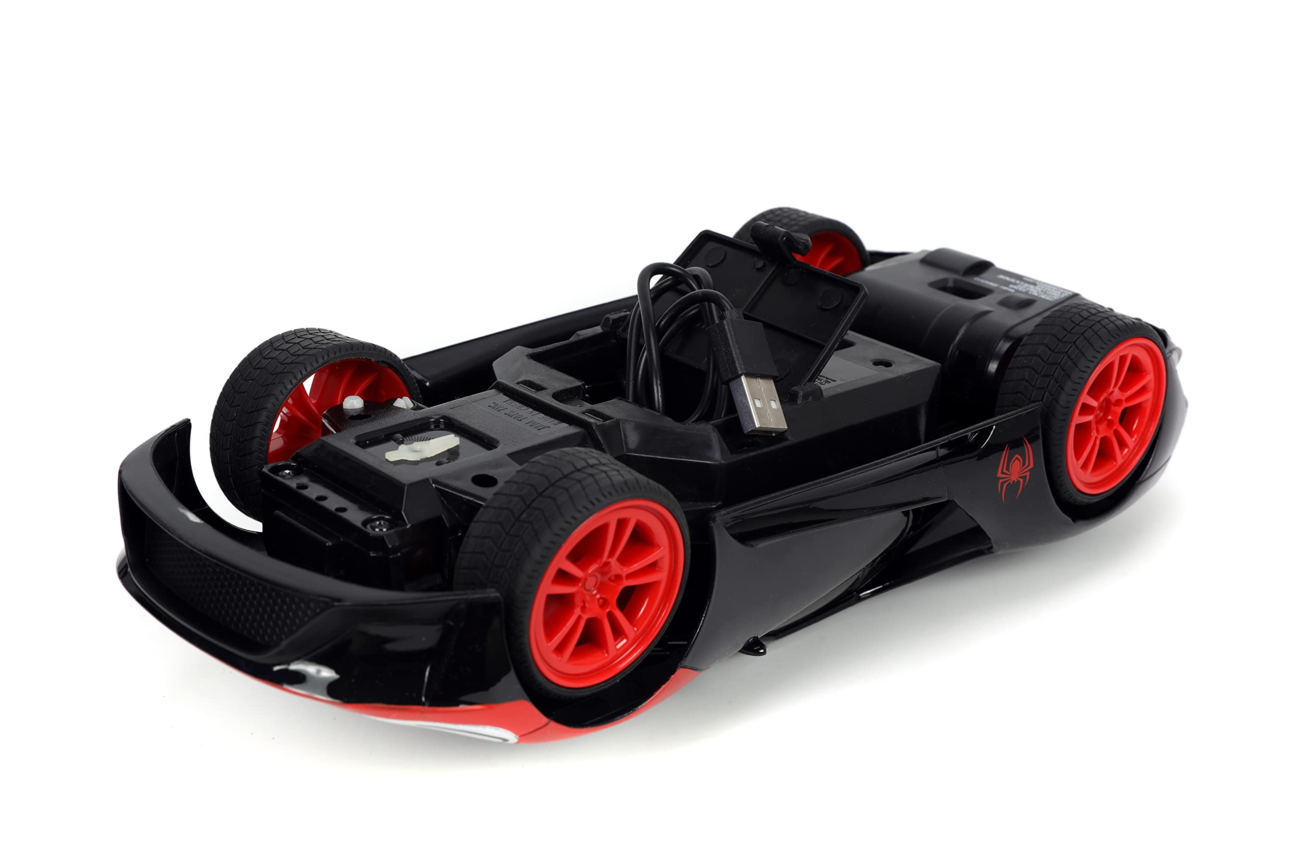 Jada Toys Marvel Spider-Man 1:16 Miles Morales 2017 Ford GT RC Remote Control Car 2.4GHz, Toys for Kids and Adults, Black