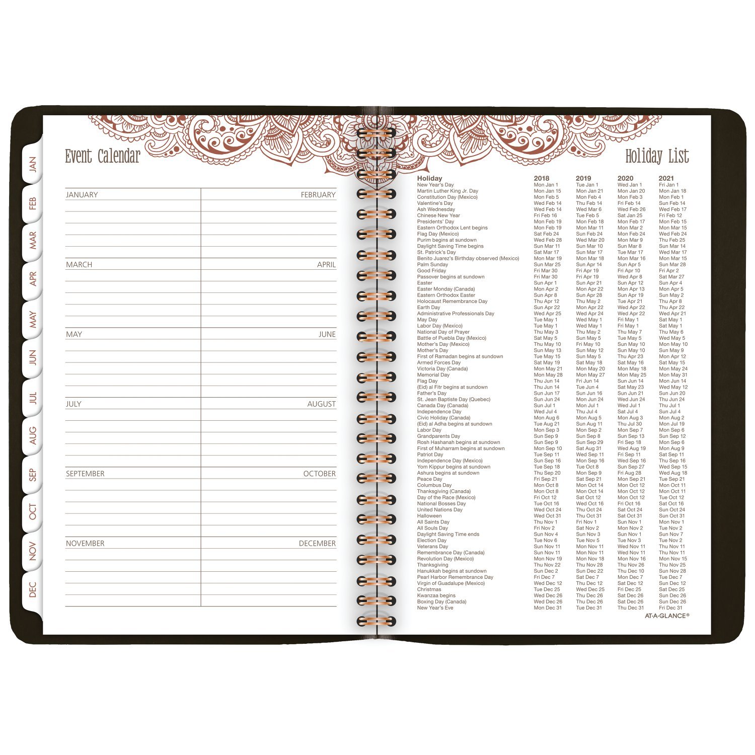 AT-A-GLANCE Weekly / Monthly Planner, January 2018 - December 2018, 5-1/2" x 8-1/2", Henna, Brown (551-200)