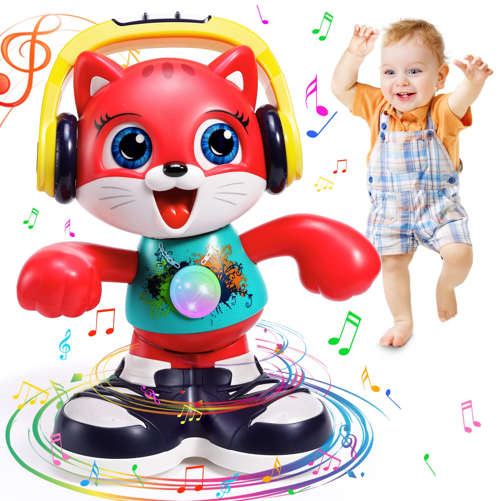 LUDILO Baby Toys 12-18 Months Interactive Dancing Cat Toddler Toys for 1 Year Old Boy Gifts Infant Baby Musical Toys for Toddlers 1-3 Early Educational Toy Birthday Gifts for 1 2 3 Year Old Boys Girls