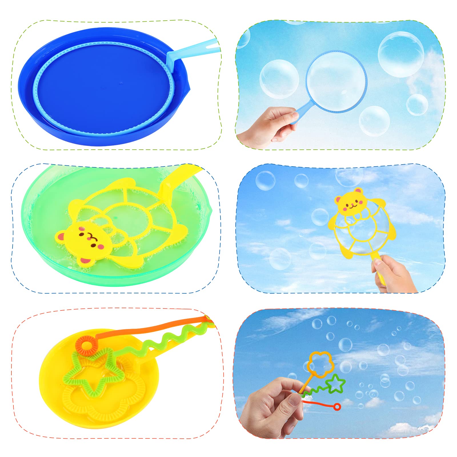 Bubble Wands Set, 28 Pcs Large Bubble Wand with Tray, Great for Kids Summer Outdoor Bubble Party Favors