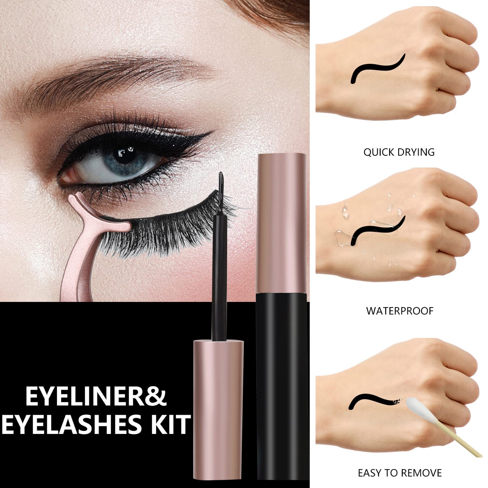 BILEYCHA Upgrade 3D Natural Magnetic Eyelashes,Lightweight Magnetic Eyeliner and Eyelashes Kit, 2 Waterproof Magnetic Eyeliners- No Glue Needed
