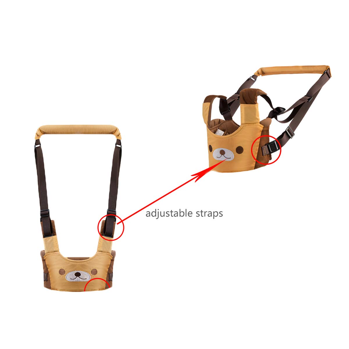 Baby Walking Harness Adjustable Baby Walker Assistant Protective Belt for Kids Infant Toddlers (Yellow)