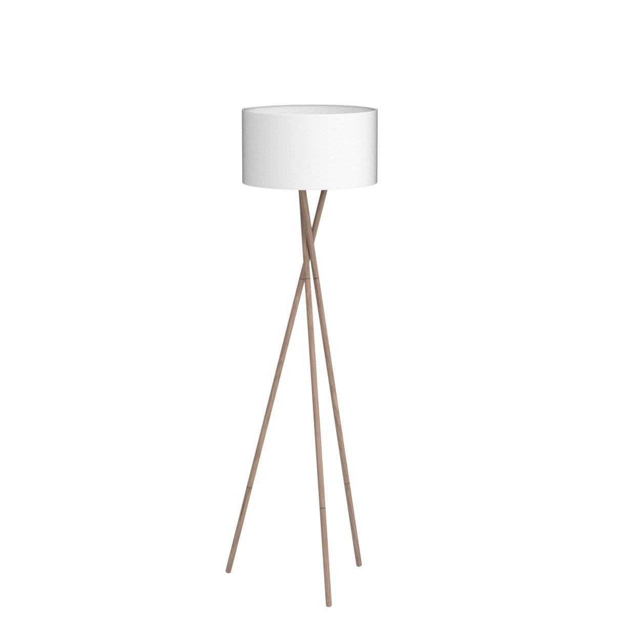 Archiology Tripod Floor Lamp - Modern Wood Floor Lamp with White Drum Shade and E26 Lamp Base,Perfect for Living Room, Bedroom, Study Room and Office