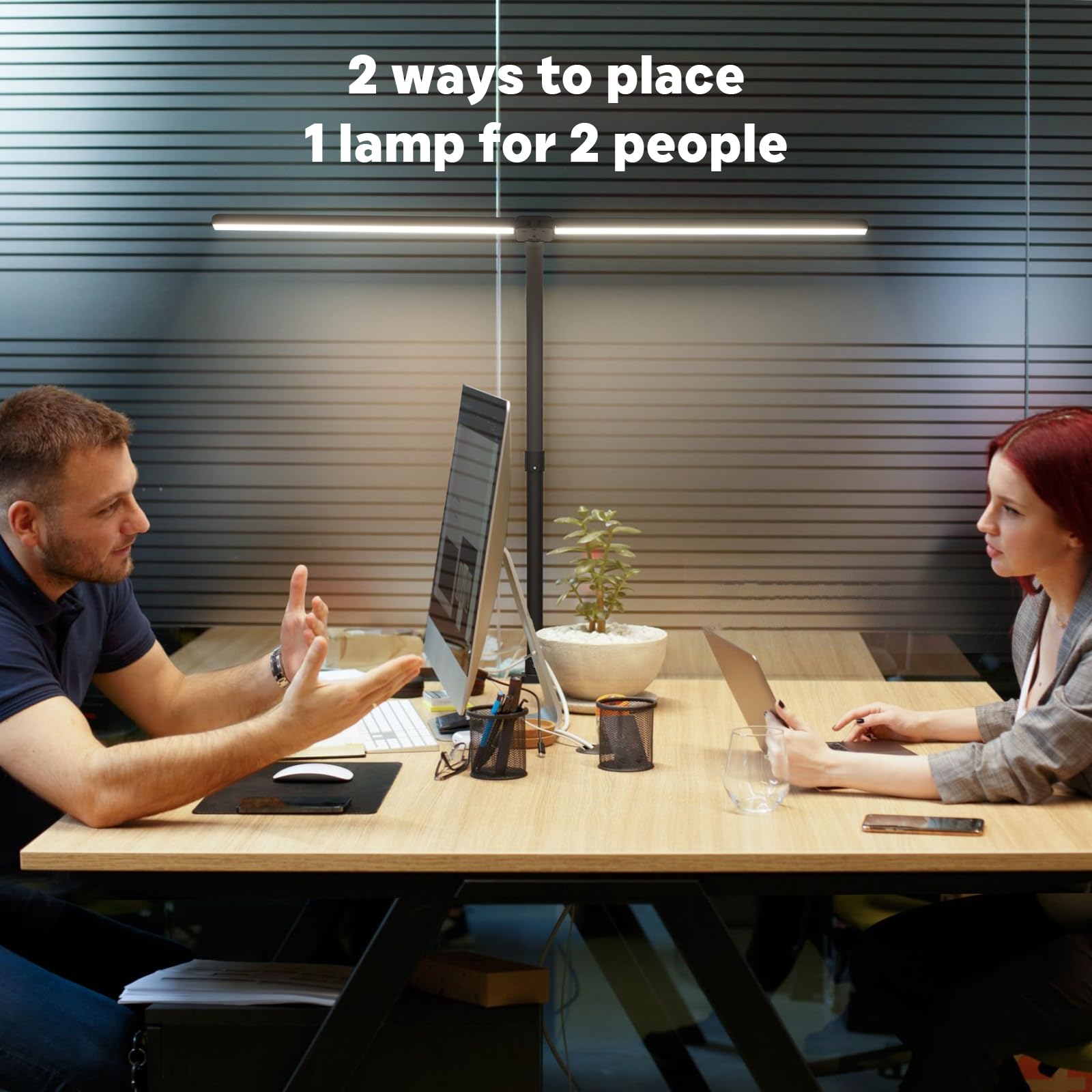APMIEK LED Desk Lamp for Home Office, 24W Remote Control Computer Desk Light Bright Desktop Lamp Multi Lighting Modes Dimmable Clamp Desk Lighting for Work with Adjustable Gooseneck, Double Head,Black